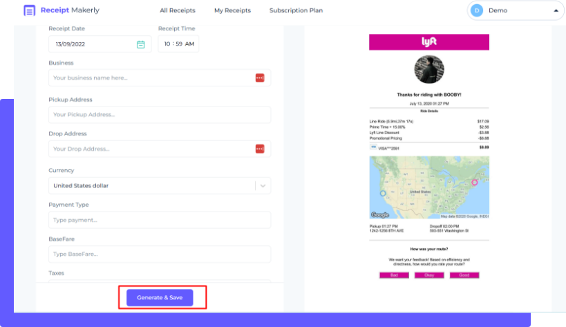 How To Generate Lyft Style Receipts